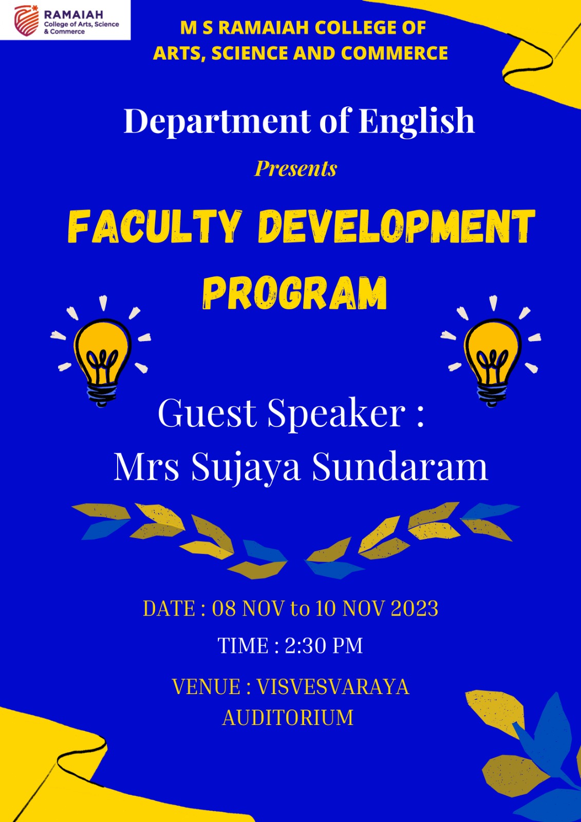 Faculty Development Program Ramaiah College Of Arts Science And Commerce
